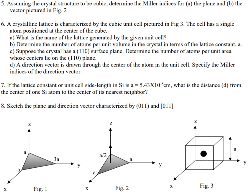 Solved 5. Assuming the crystal structure to bee cubic, | Chegg.com