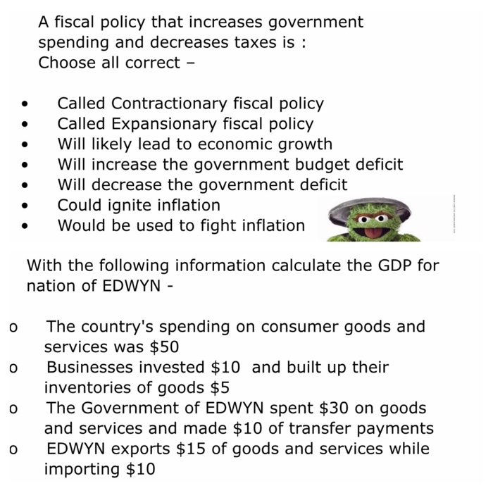 Solved A fiscal policy that increases government spending | Chegg.com