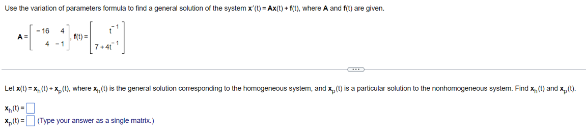 Solved Use the variation of parameters formula to find a | Chegg.com