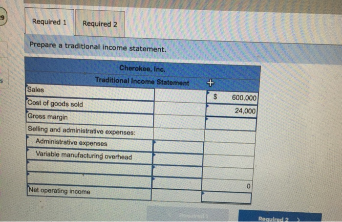 Solved Exercise 1-6 Traditional and Contribution Format | Chegg.com