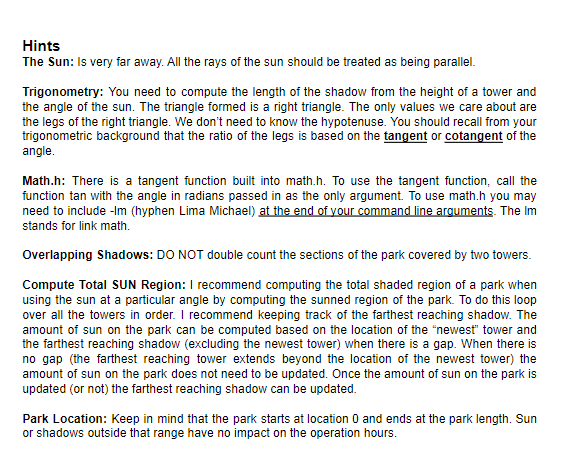 Solved Shady Park Objective Give practice with Binary Search | Chegg.com