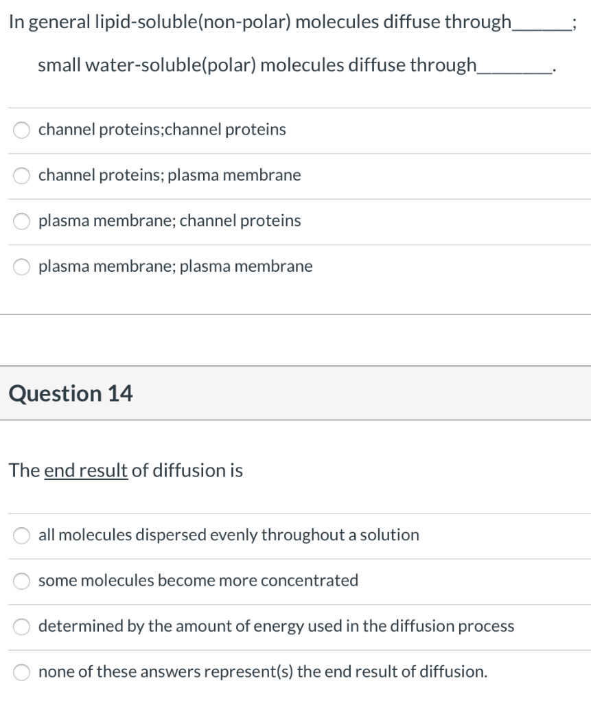 Solved In general lipid-soluble(non-polar) molecules diffuse | Chegg.com