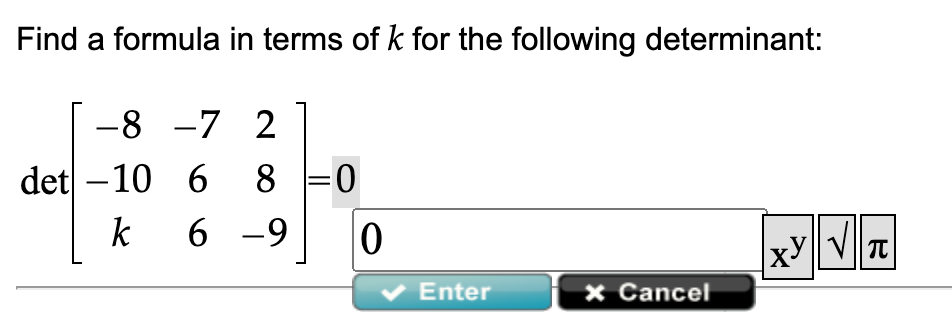 Solved Find a formula in terms of k for the | Chegg.com