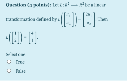 Solved Question (4 points): Let L: R2 — R2 be a linear | Chegg.com