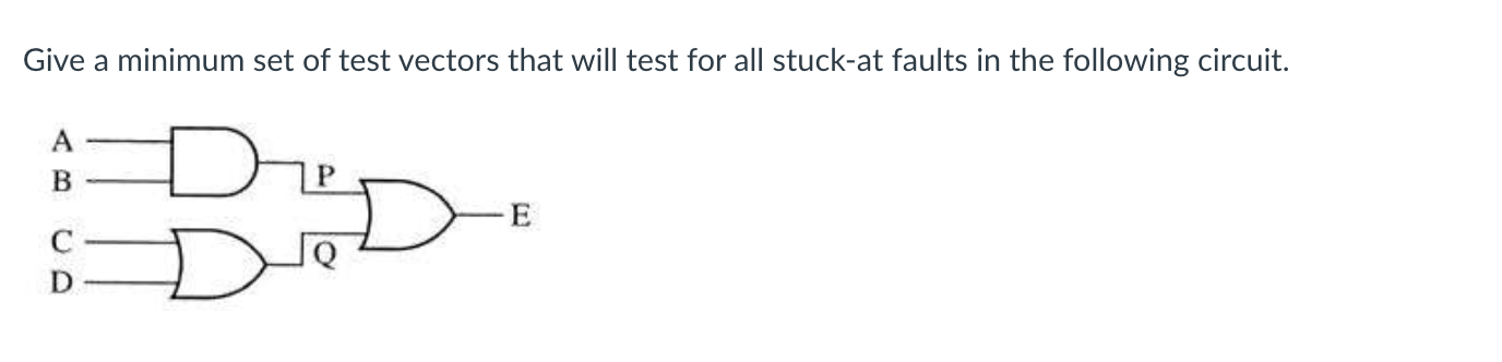 Solved Give a minimum set of test vectors that will test for | Chegg.com