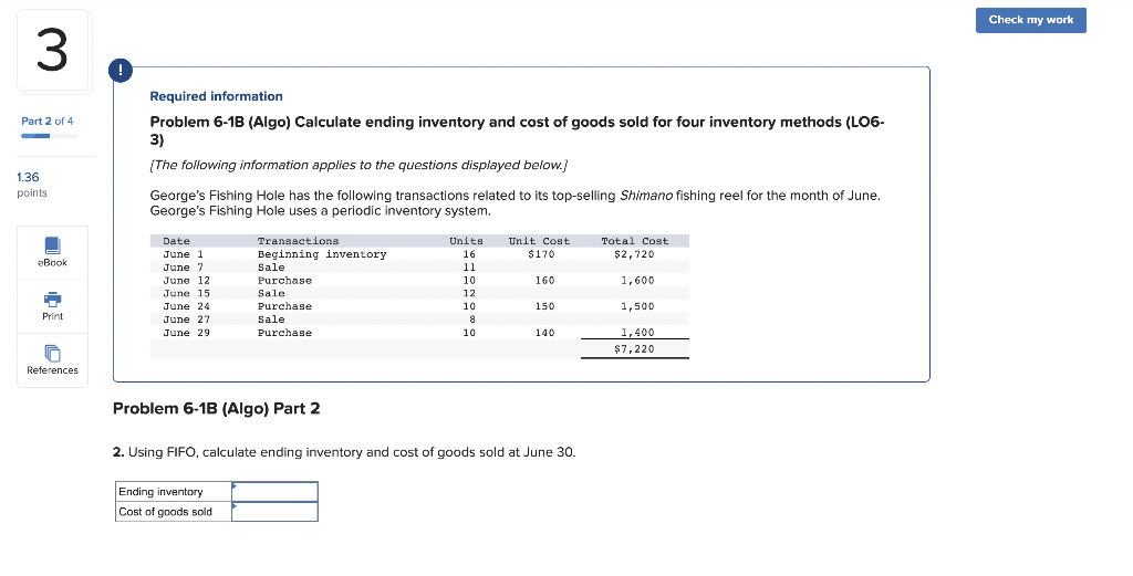 Solved Required information Problem 6-1B (Algo) Calculate | Chegg.com