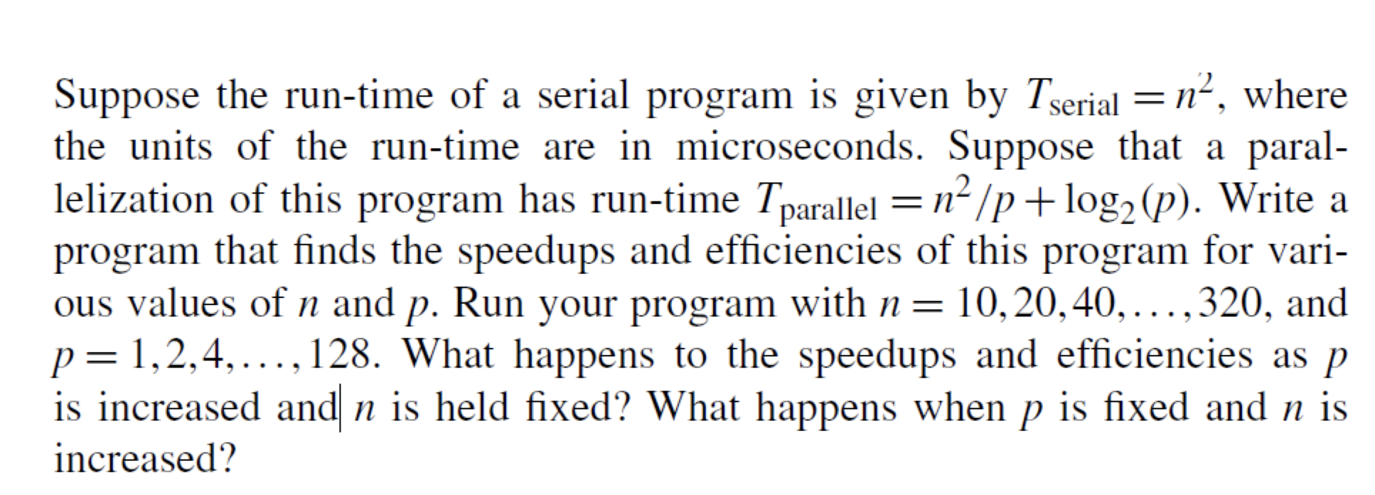 Solved Suppose the run-time of a serial program is given by | Chegg.com