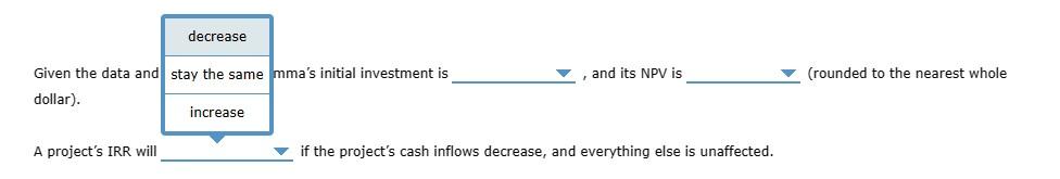 Solved The net present value (NPV) and internal rate of | Chegg.com