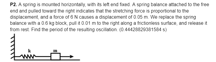 Solved . A spring is mounted horizontally, with its left end | Chegg.com