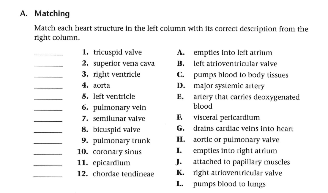 Solved Match each heart structure in the left column with | Chegg.com