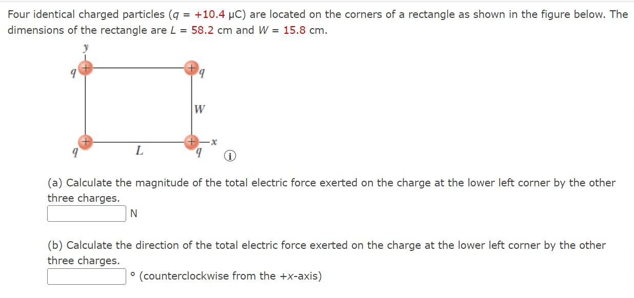 Solved our identical charged particles (q=+10.4μC) are | Chegg.com