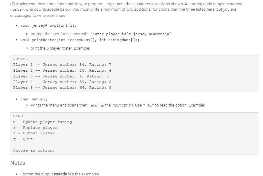 Solved This program will store roster and rating information | Chegg.com