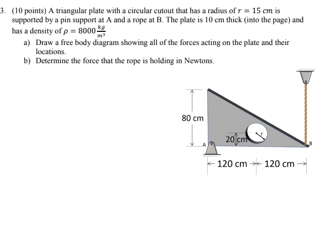 Solved 3. (10 points) A triangular plate with a circular | Chegg.com