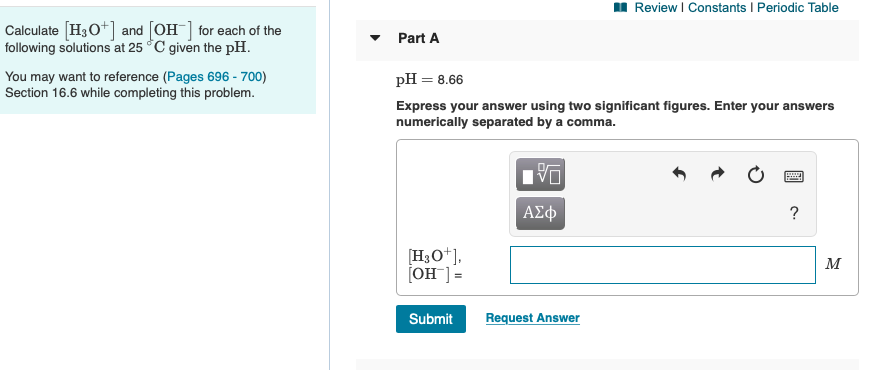Solved Review Constants 1 Periodic Table Calculate H3O+] and | Chegg.com