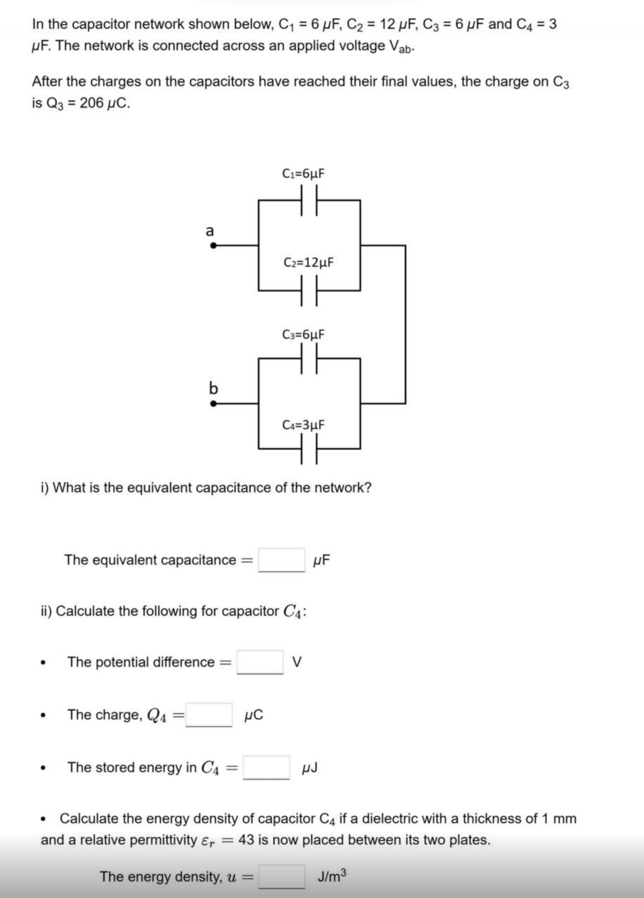 Solved In the capacitor network shown below, | Chegg.com