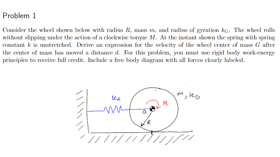 Solved Problem 1 Consider the wheel shown below with radius | Chegg.com