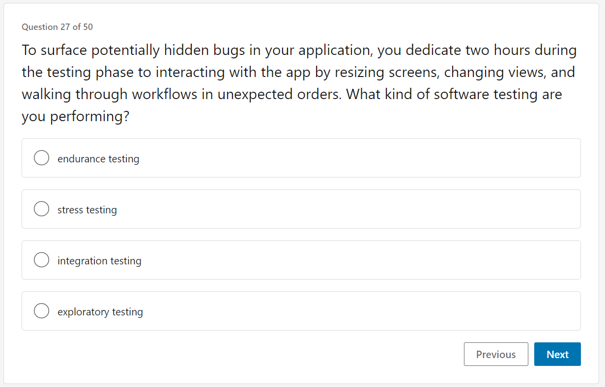 Solved Question 27 ﻿of 50To surface potentially hidden bugs | Chegg.com