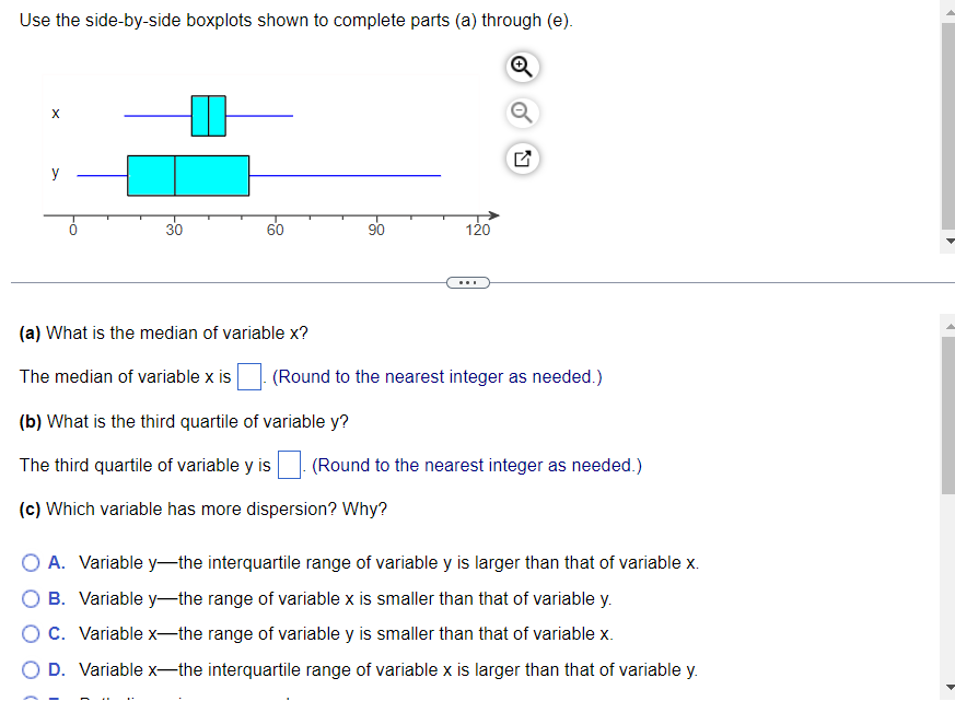 Solved (c) Which variable has more dispersion? | Chegg.com Solved (c) Which variable has more dispersion? | Chegg.com