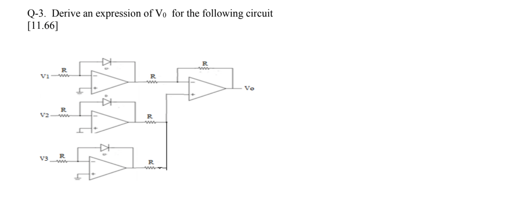 Solved Q-3. Derive an expression of Vo for the following | Chegg.com