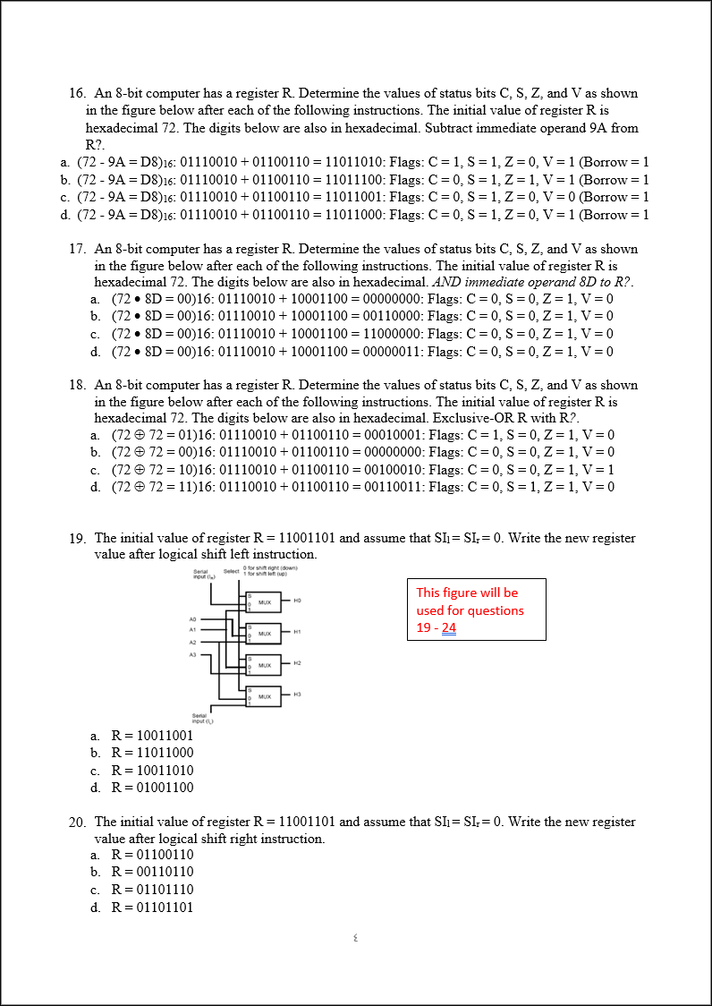 Solved 16. An 8-bit computer has a register R. Determine the | Chegg.com