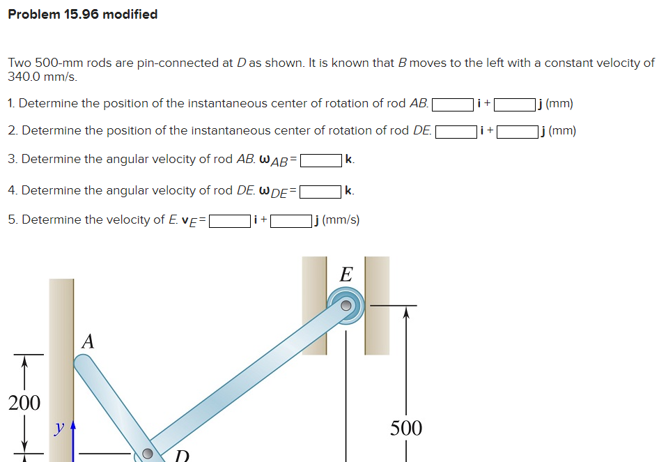 Solved Two 500-mm rods are pin-connected at D as shown. It | Chegg.com