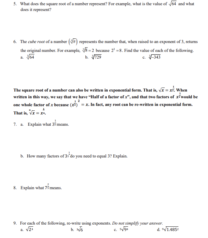 Solved 5. What does the square root of a number represent? | Chegg.com