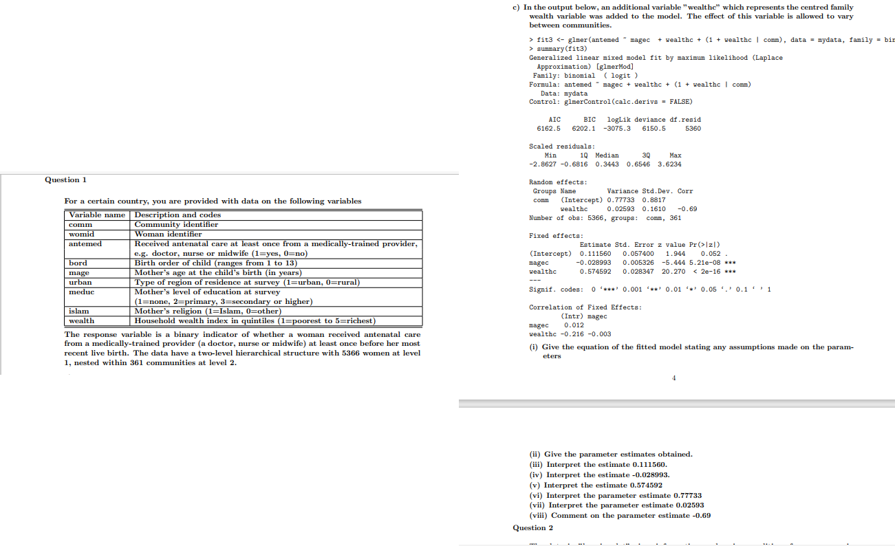 Solved c) In the output below, an additional variable | Chegg.com