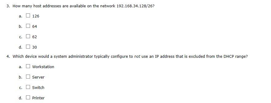 Solved 3. How many host addresses are available on the | Chegg.com