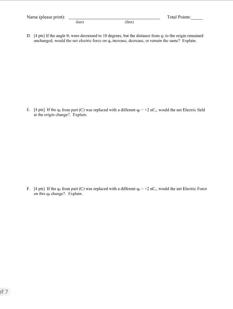 Solved Name (please print): Total Points: (last) (first) 42 | Chegg.com