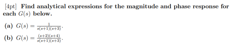 Solved [4pt] Find analytical expressions for the magnitude | Chegg.com