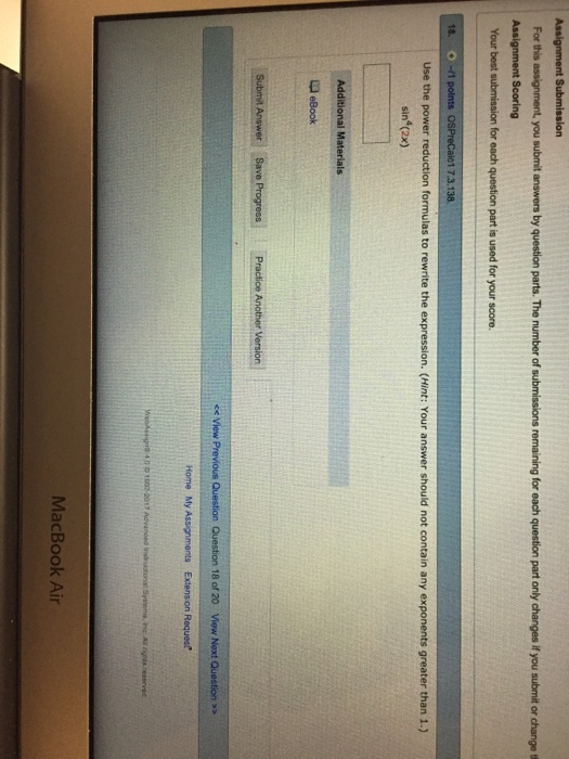 Solved Use The Power Reduction Formulas To Rewrite The