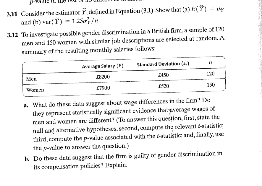 Solved 311 Consider the estimator Y, defined in Equation | Chegg.com