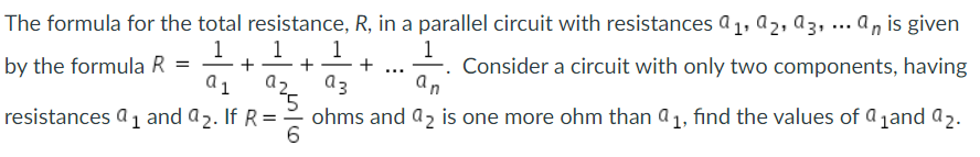 Solved The formula for the total resistance, R, in a | Chegg.com