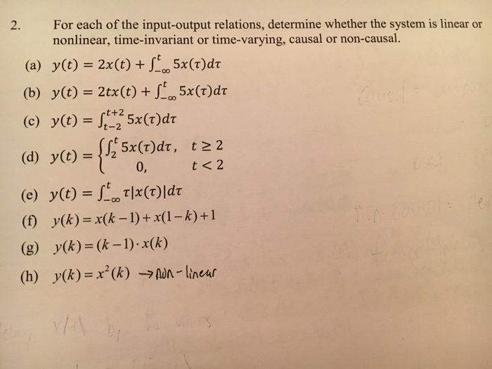 Solved For each of the input-output relations, determine | Chegg.com
