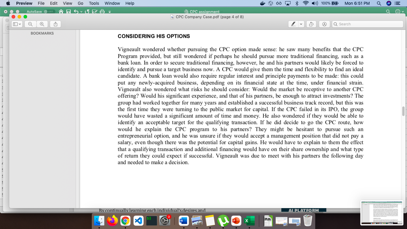 JOSEPH VIGNEAULT & THE CAPITAL POOL COMPANY | Chegg.com