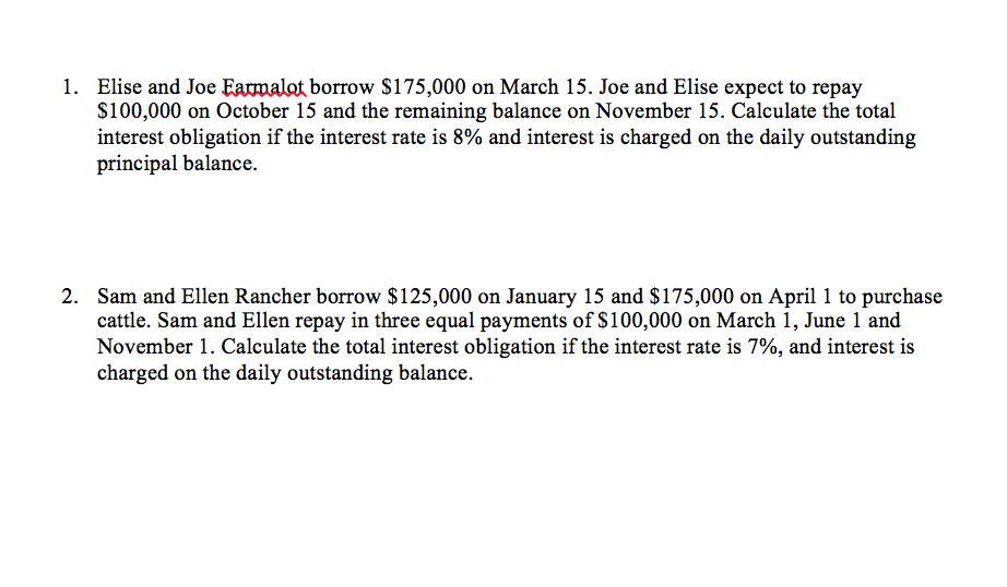 Solved 1. Elise and Joe Farmalat borrow $175,000 on March | Chegg.com