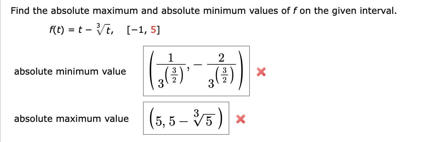 Solved Find the absolute maximum and absolute minimum values | Chegg.com