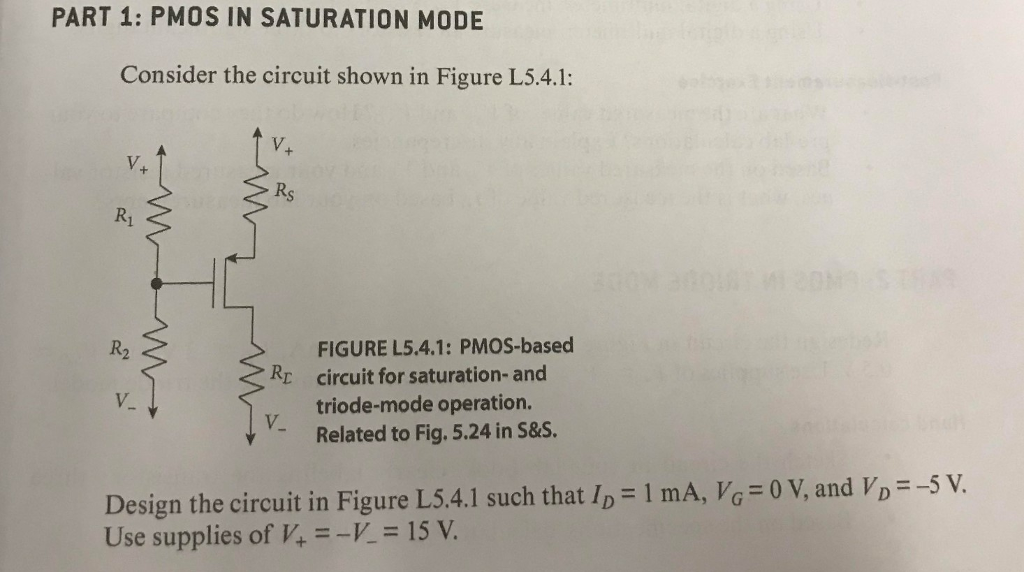 Solved PART 1: PMOS IN SATURATION MODE Consider the circuit | Chegg.com