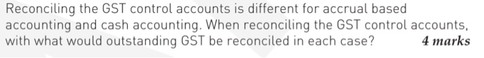 Solved Reconciling the GST control accounts is different for | Chegg.com