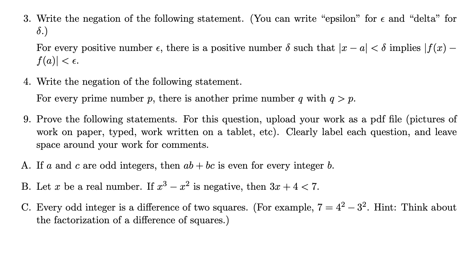 Solved 3. Write the negation of the following statement. | Chegg.com