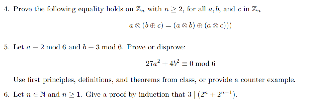 Solved 4. Prove the following equality holds on Zn with n≥2, | Chegg.com
