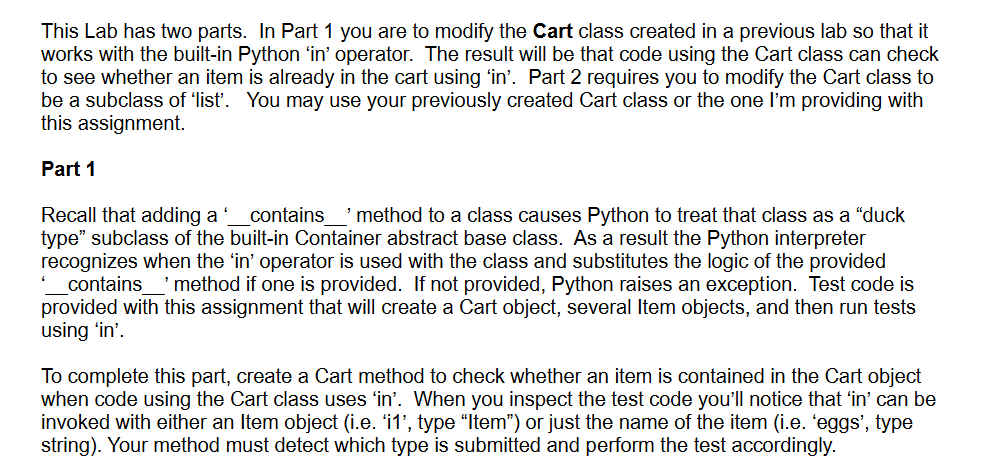 Solved This Lab has two parts. In Part 1 you are to modify | Chegg.com