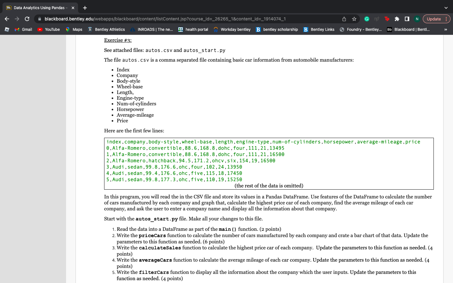 Solved See attached files: autos. csv and autos_start.py The | Chegg.com
