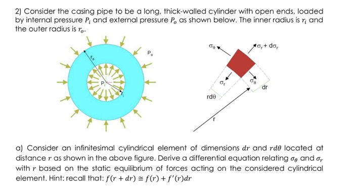 Solved 2) Consider the casing pipe to be a long, | Chegg.com