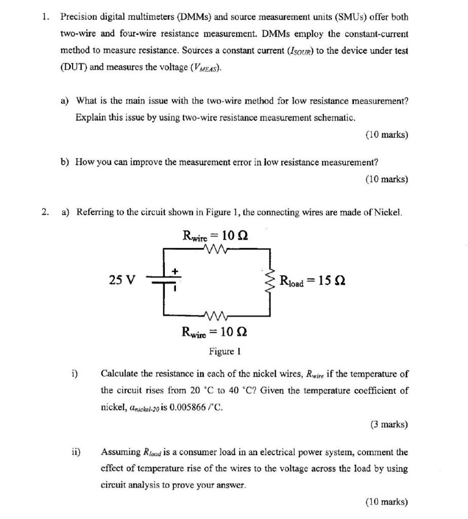 Solved 1. Precision digital multimeters (DMMs) and source | Chegg.com