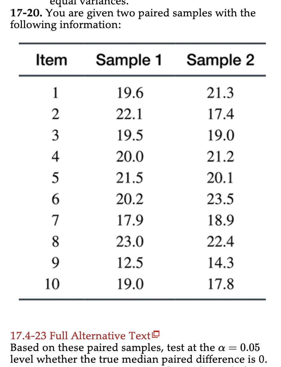 Solved by an EXPERT 17-20. ﻿You are given two paired samples with the ...