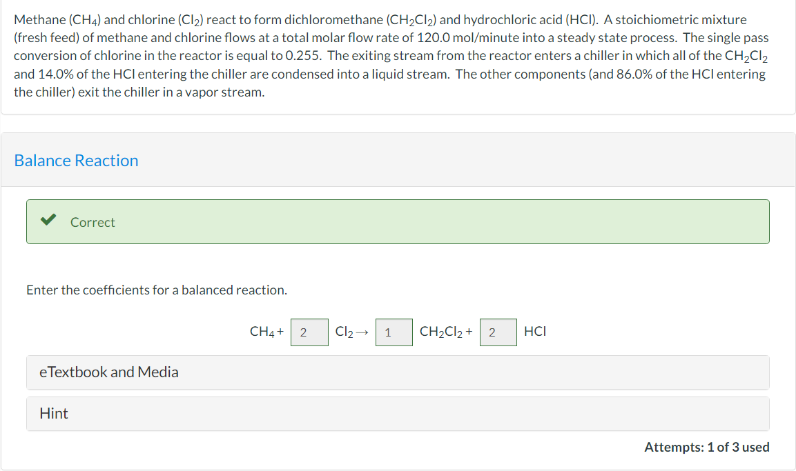 Solved Methane (CH4) and chlorine (Cl2) react to form | Chegg.com