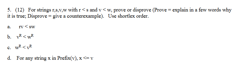 Solved For strings r,s,v,w with r