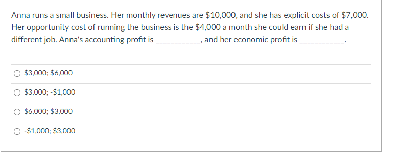 Solved Anna runs a small business. Her monthly revenues are | Chegg.com