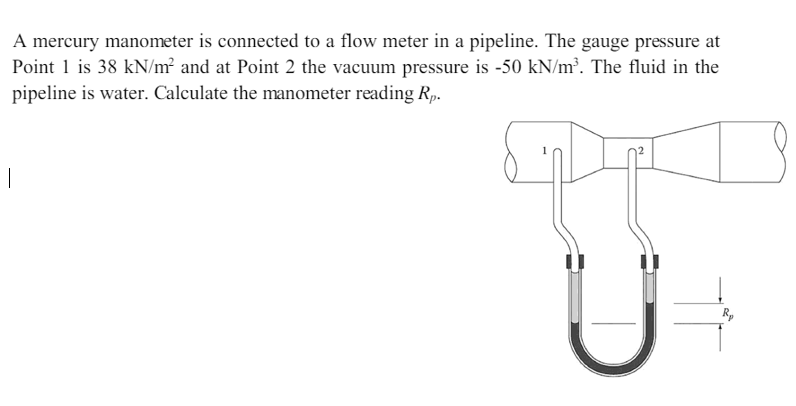 Solved A mercury manometer is connected to a flow meter in a | Chegg.com